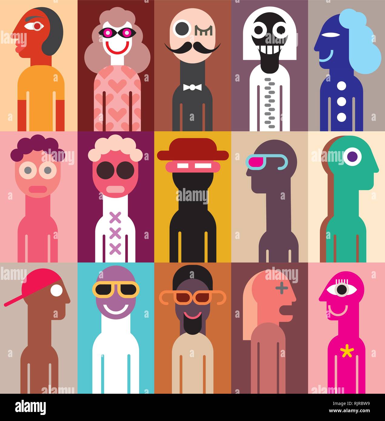 Group of people - vector illustration. Collage of different portraits ...