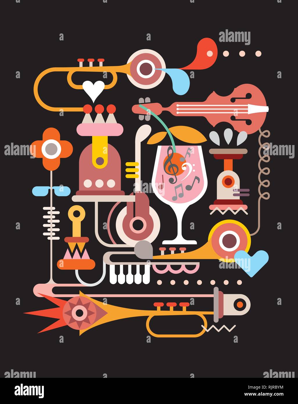 Music Party - vector illustration on black background Stock Vector ...