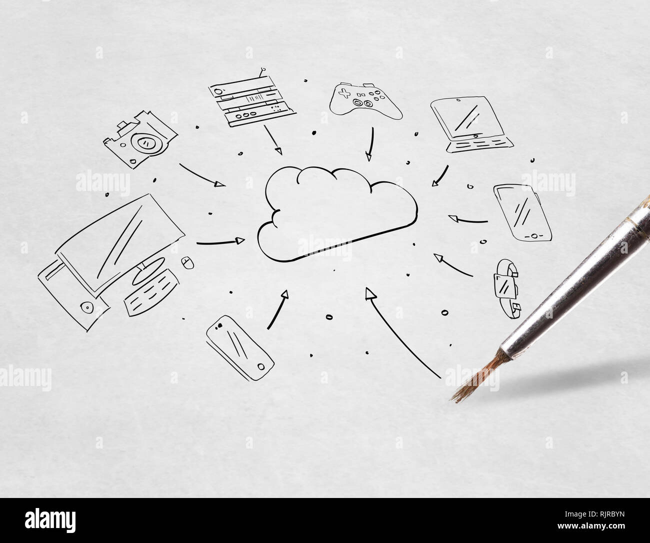 Pencil drawing online task management concept Stock Photo - Alamy