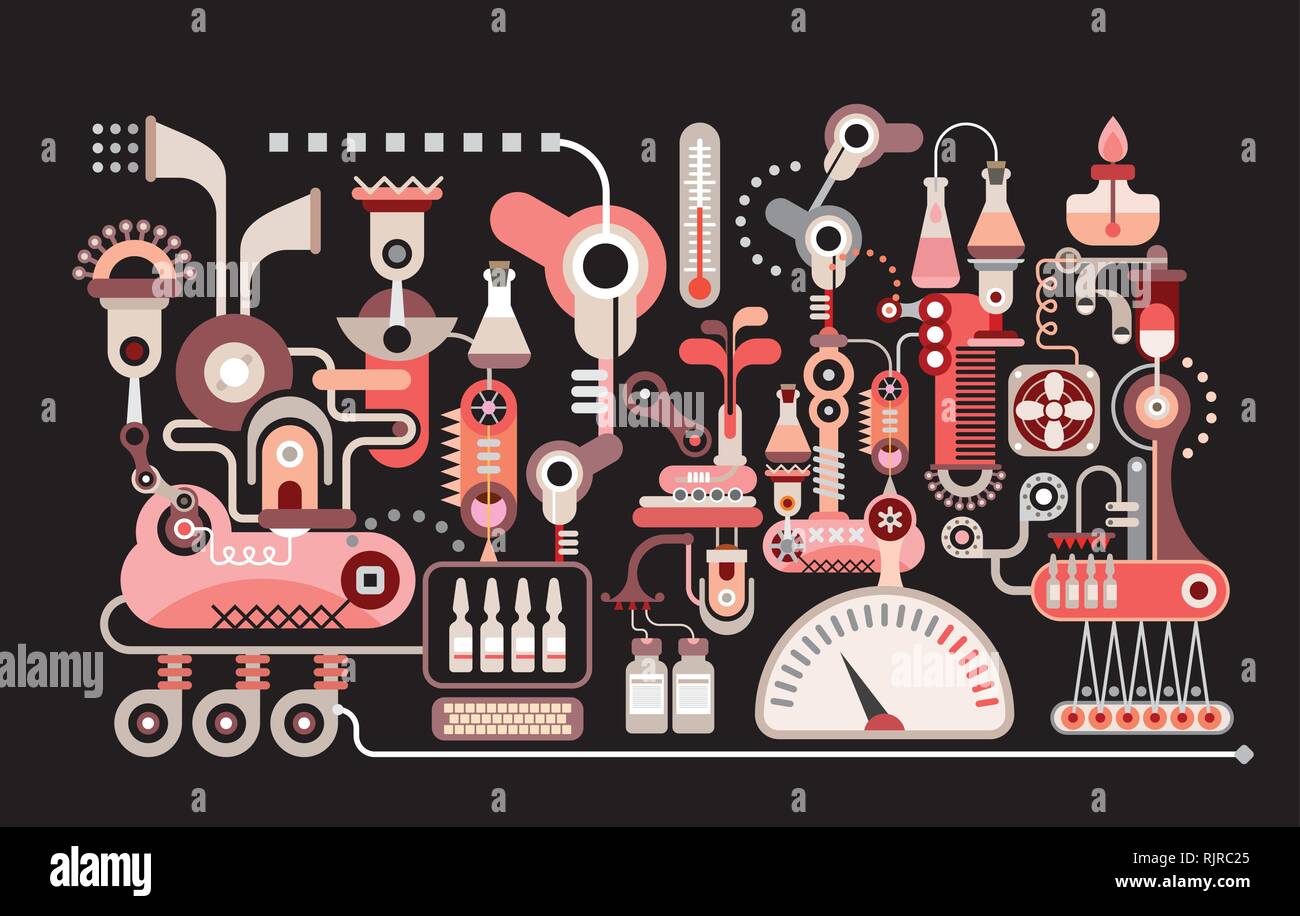 Research laboratory - isolated vector illustration on black background ...