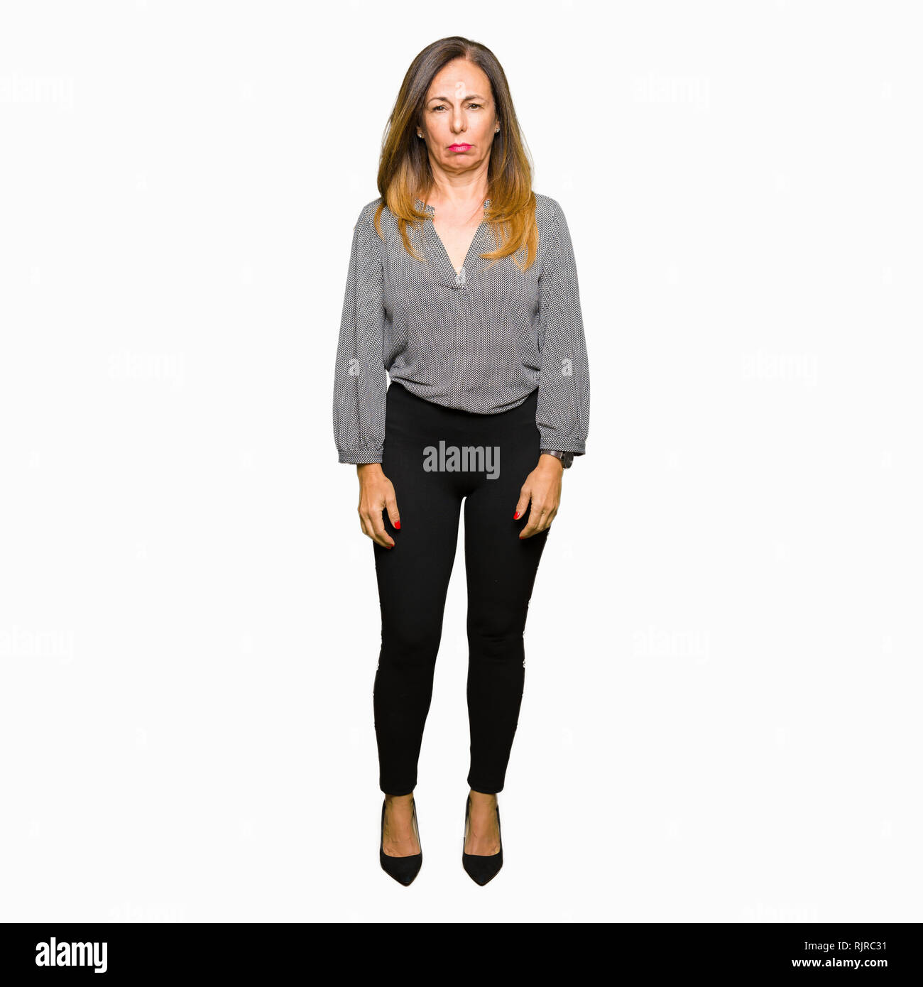 Beautiful middle age business woman depressed and worry for distress ...