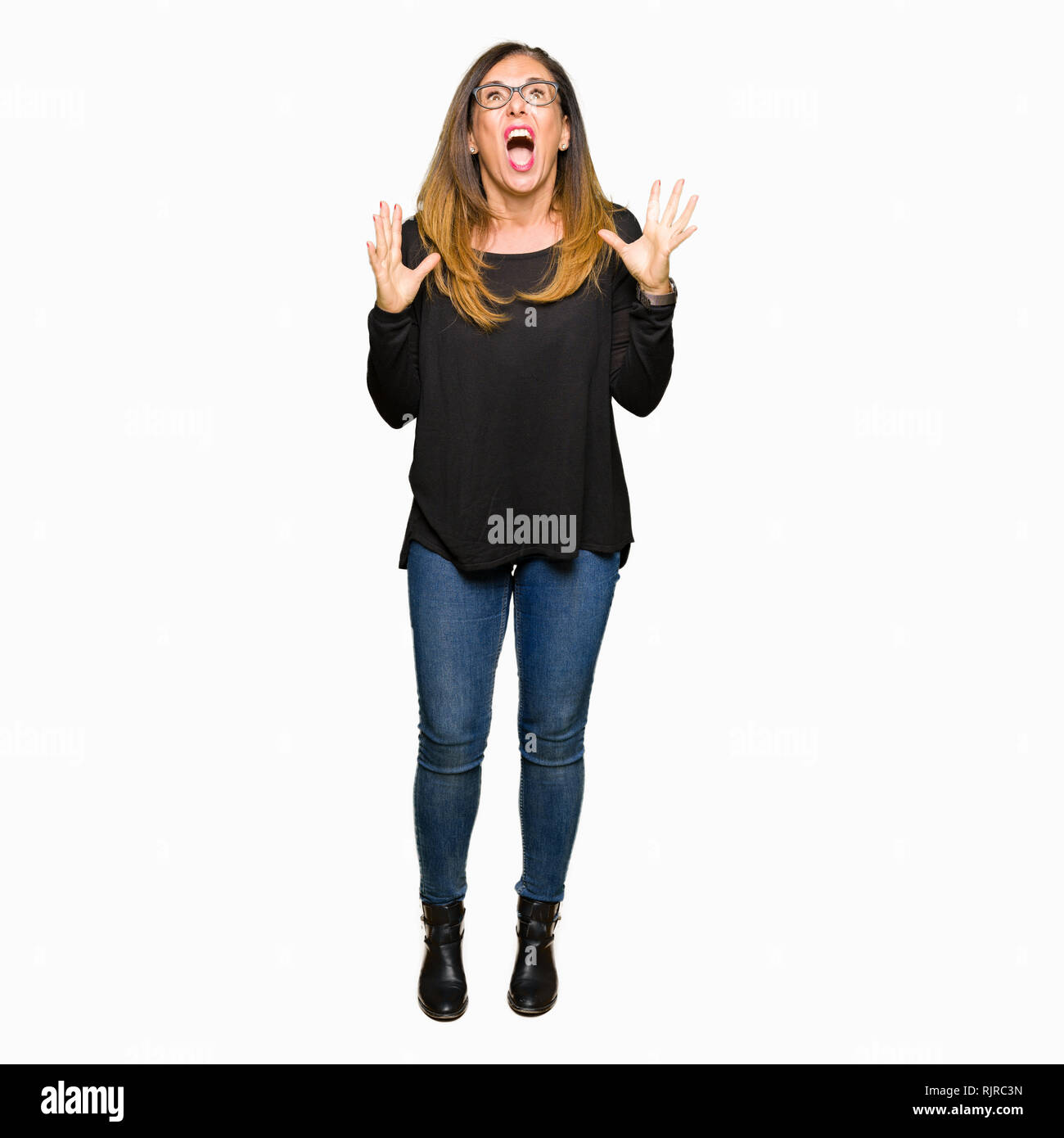 Portrait aggressive woman wearing Cut Out Stock Images & Pictures - Alamy