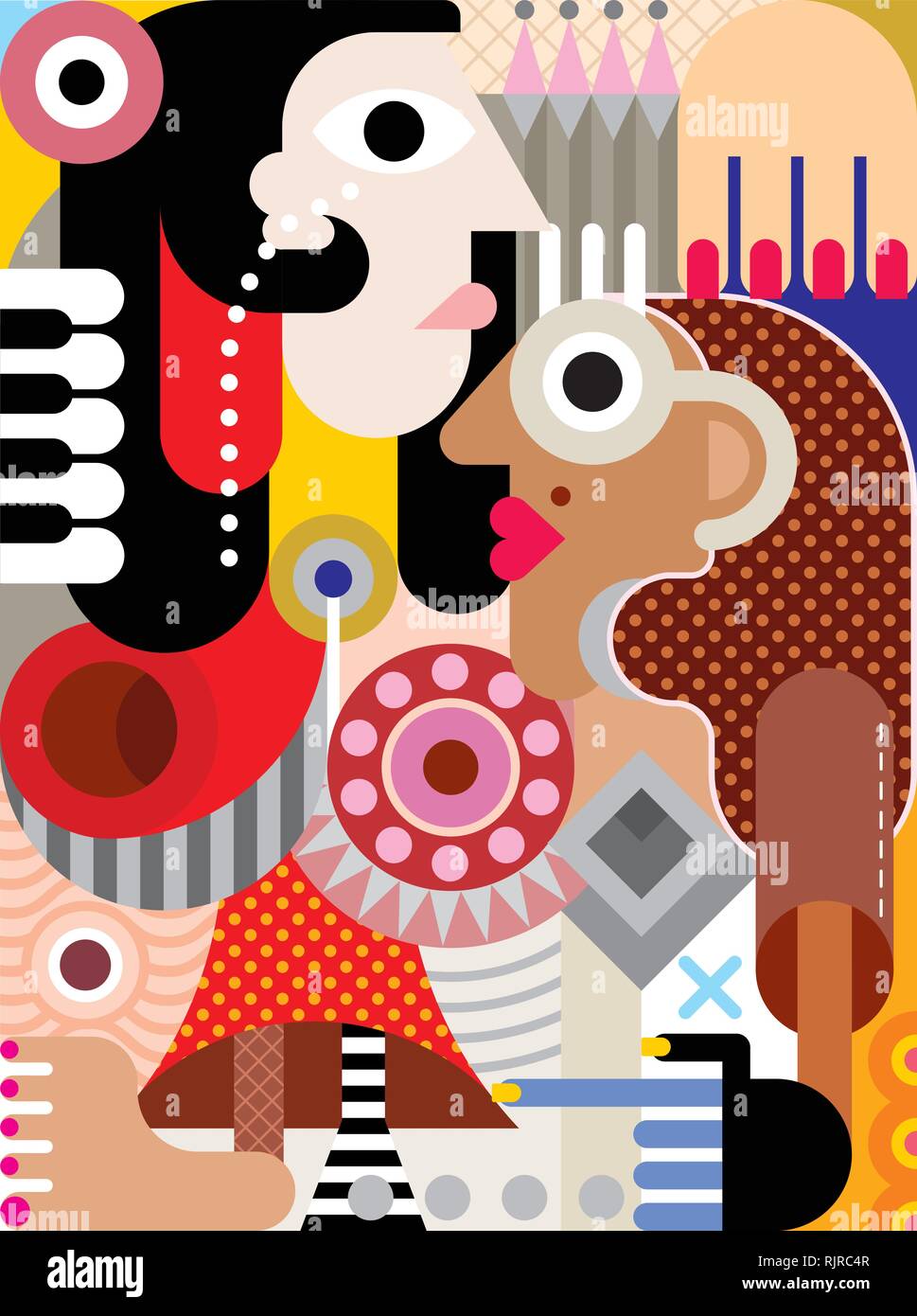 Man and Woman - abstract art vector illustration Stock Vector Image ...