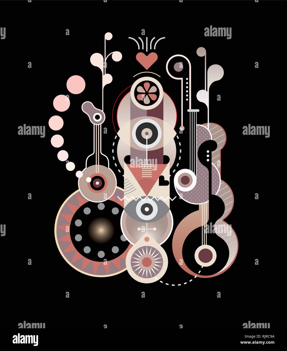 Abstract Music Composition. Vector illustration on black background ...