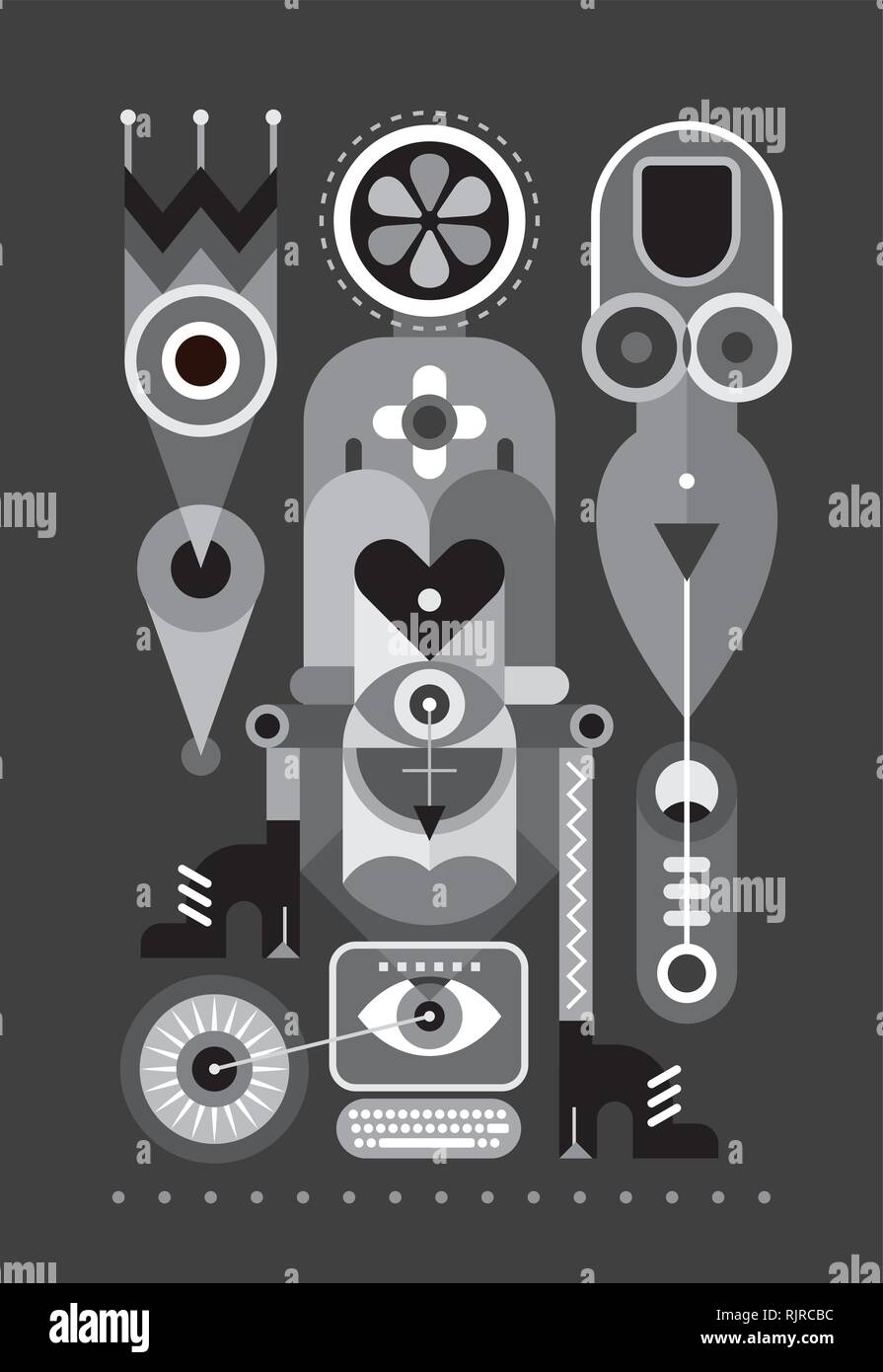 Abstract art composition. Greyscale vector illustration Stock Vector ...