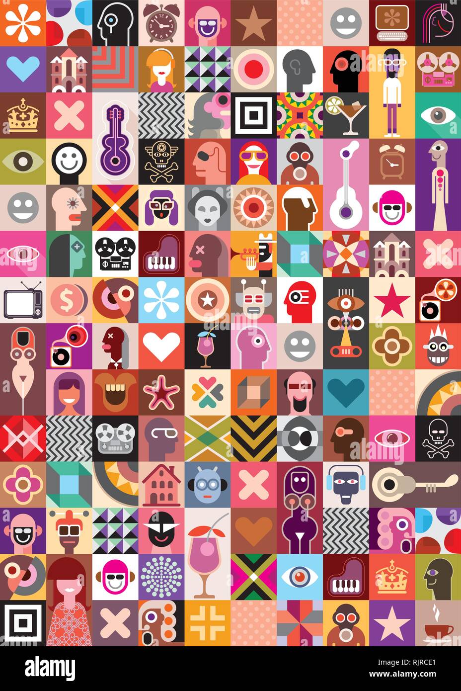 Art Collage of many different images. Vector illustration Stock Vector ...