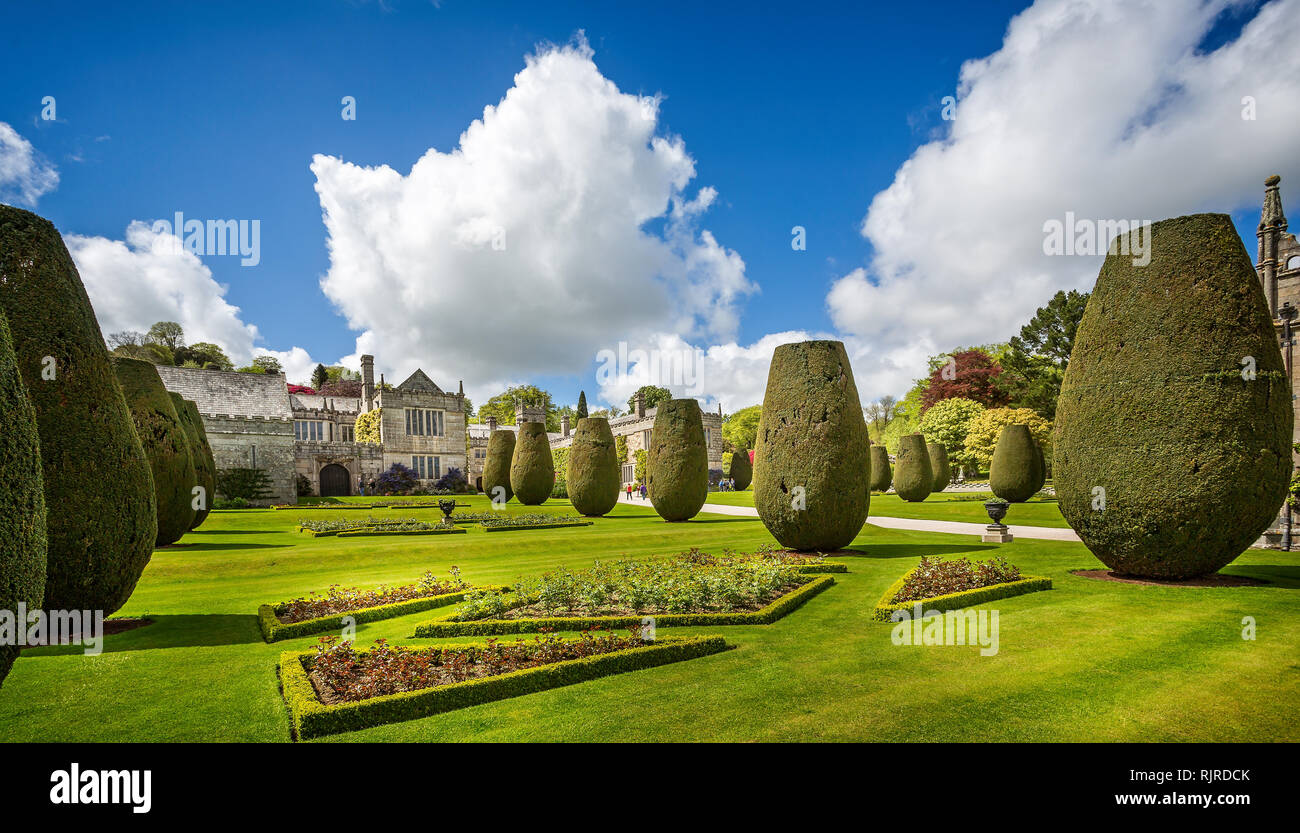 Magnificent topiary and formal garden in front of Lanhydrock Country ...