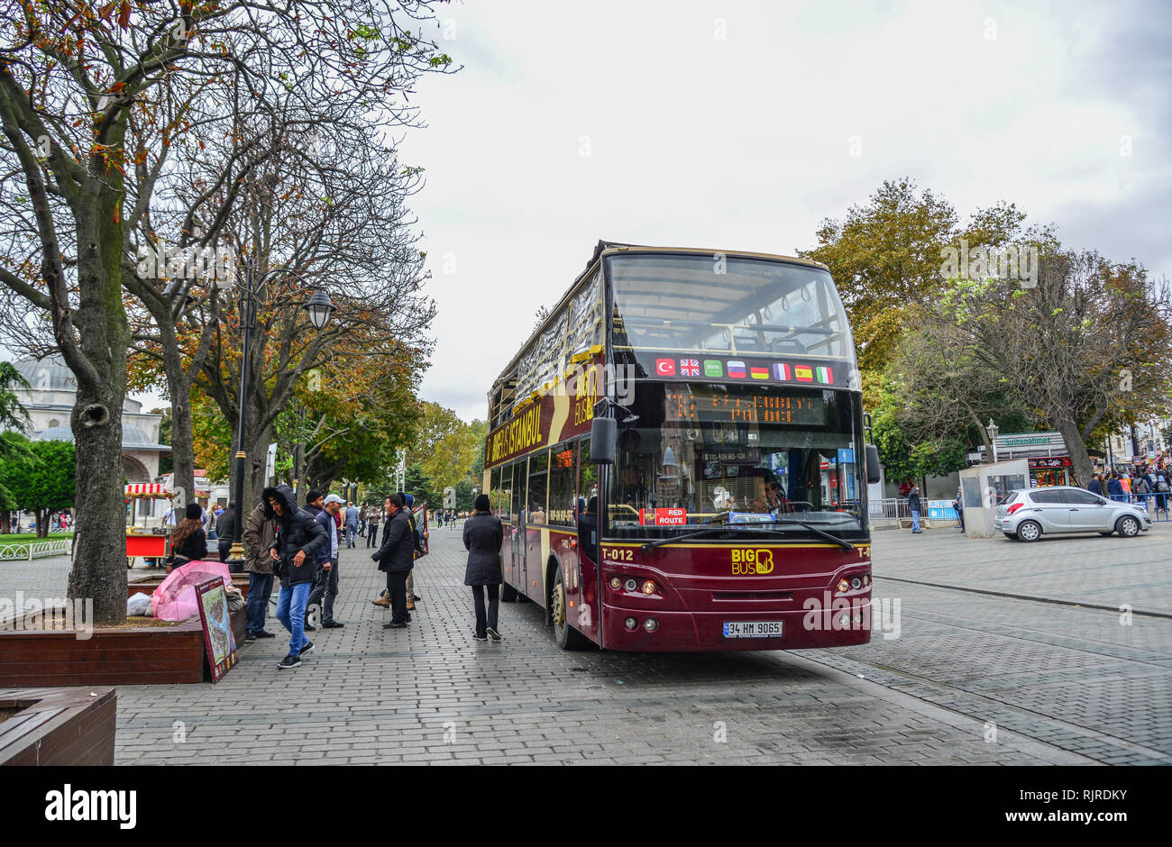 Istanbul, Turkey - Sep 27, 2018. Big Bus on old street in Istanbul. Big ...
