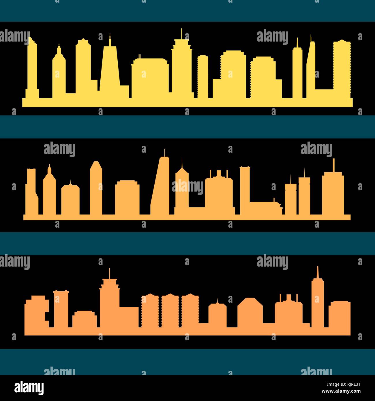 Generic city skyline banner vector illustration set. Urban cityscapes ...