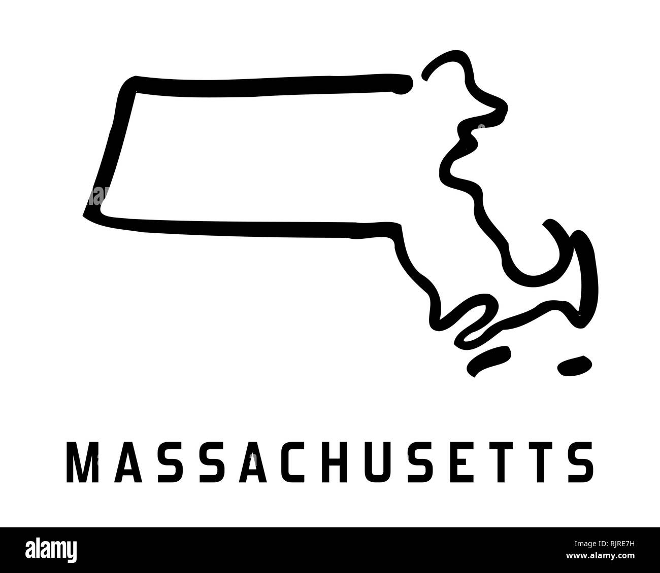 Massachusetts simple logo. State map outline - smooth simplified US ...
