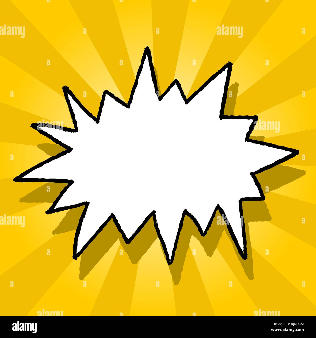 Comic explosion bubble - blank copyspace on yellow background Stock ...