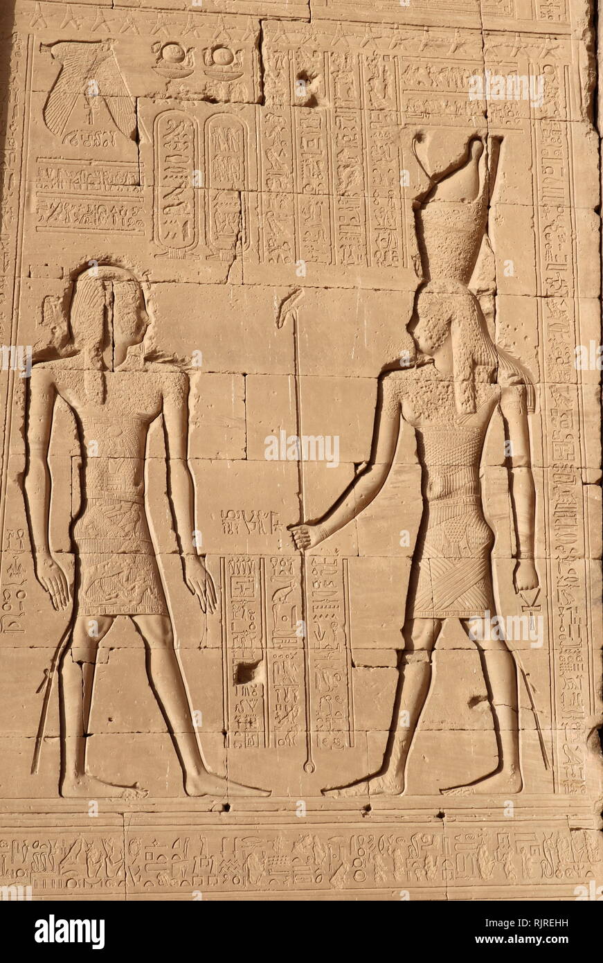 Purification of an Egyptian King. From a relief at the Temple of Hathor ...