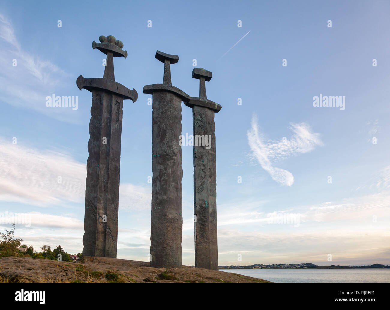 Swords in Rock (Sverd i fjell), three large bronze swords planted into ...
