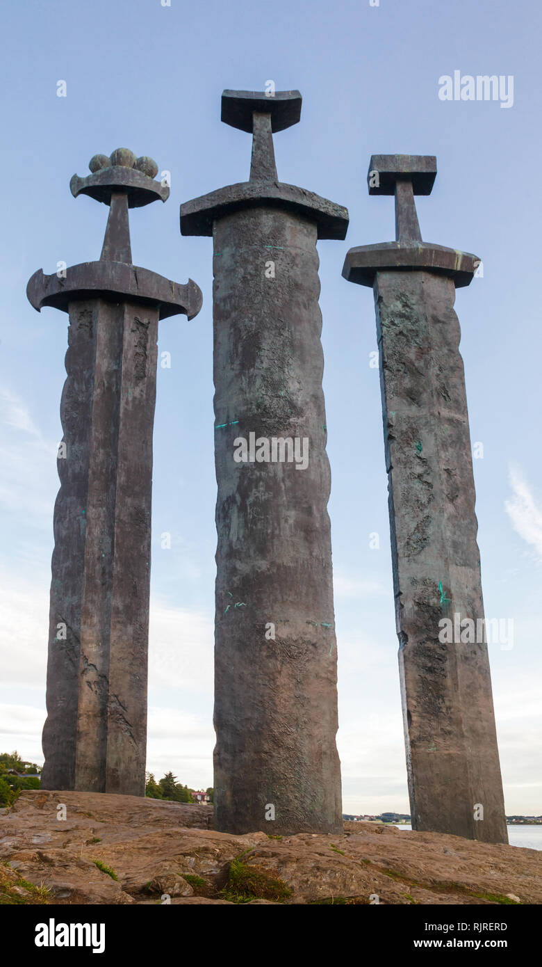 Swords in Rock (Sverd i fjell), three large bronze swords planted into ...
