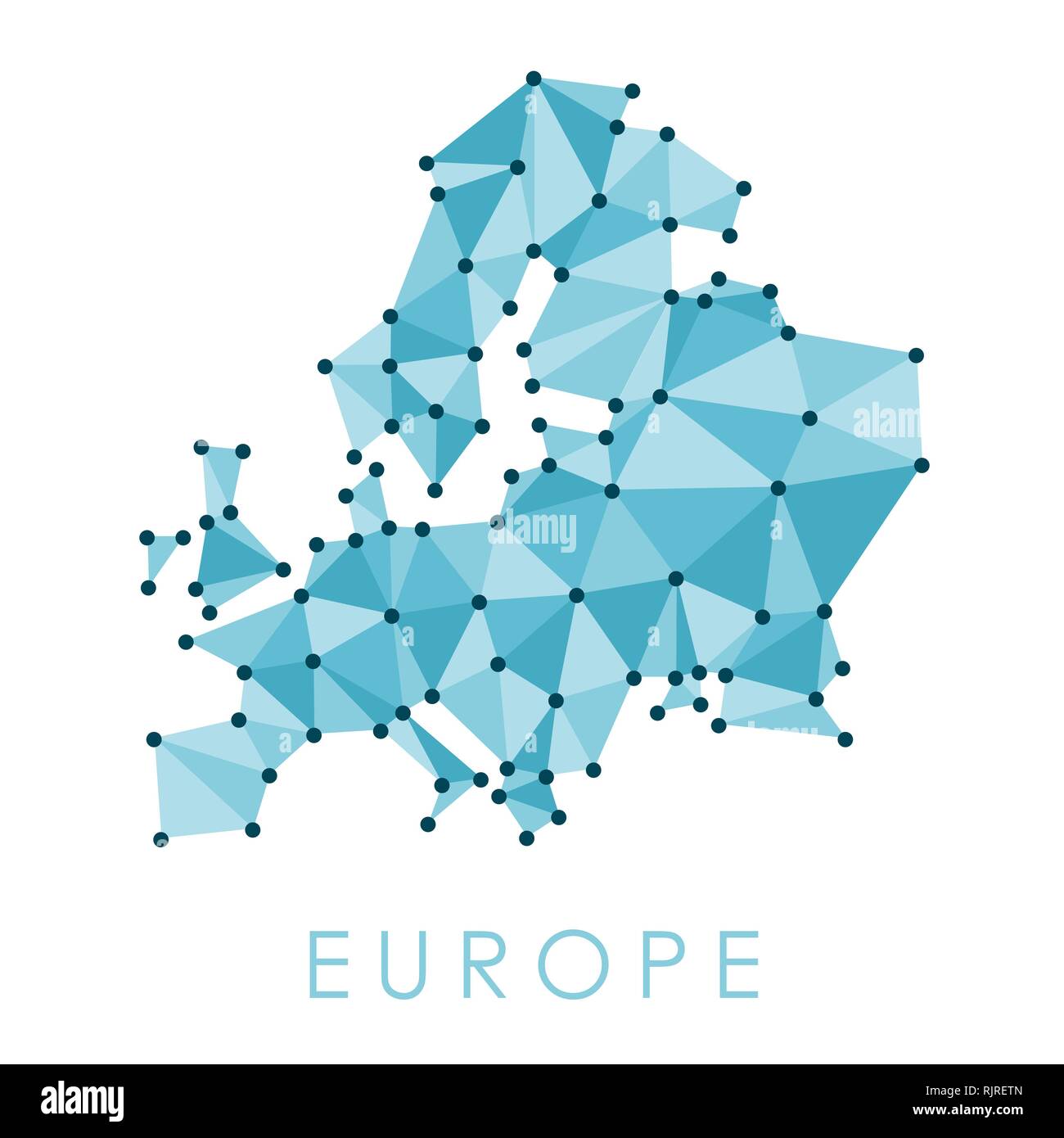 Europe connected low poly map vector - geometric style illustration ...