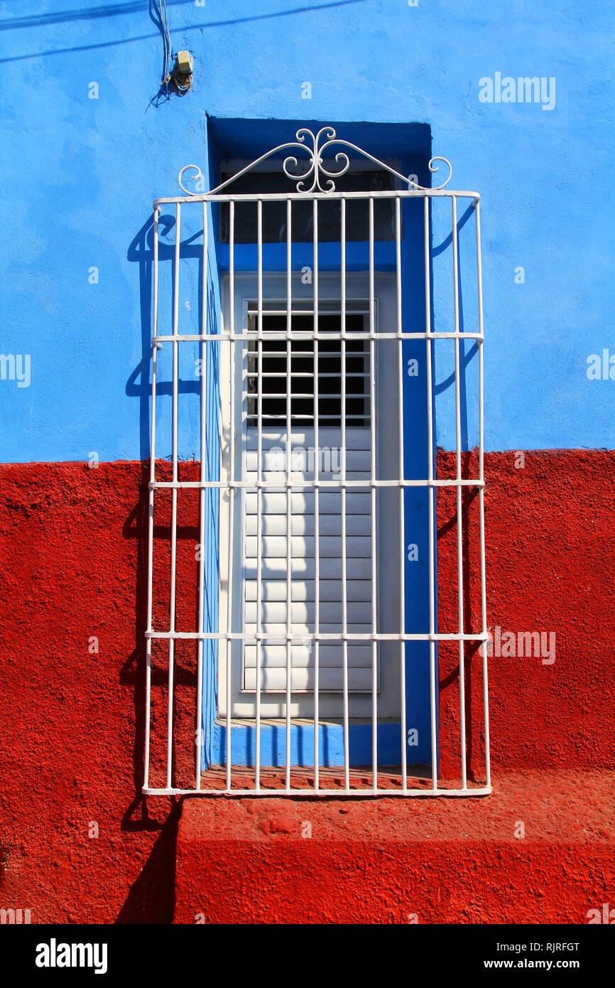 Sancti Spiritus, Cuba - colonial architecture. Colorful window view ...