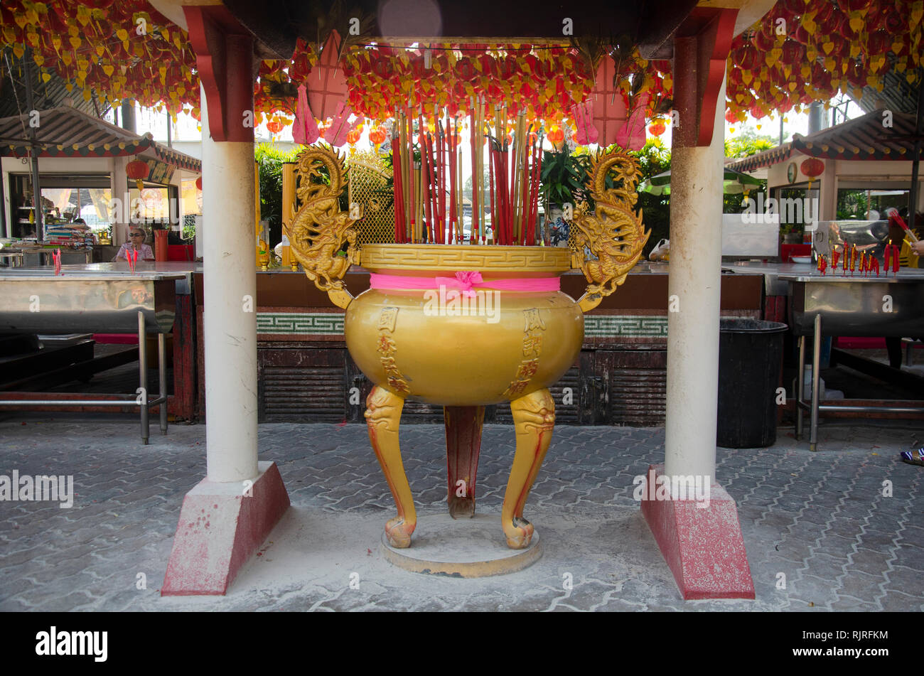 Thai people praying Guan Yin bodhisattva chinese goddess statue with ...