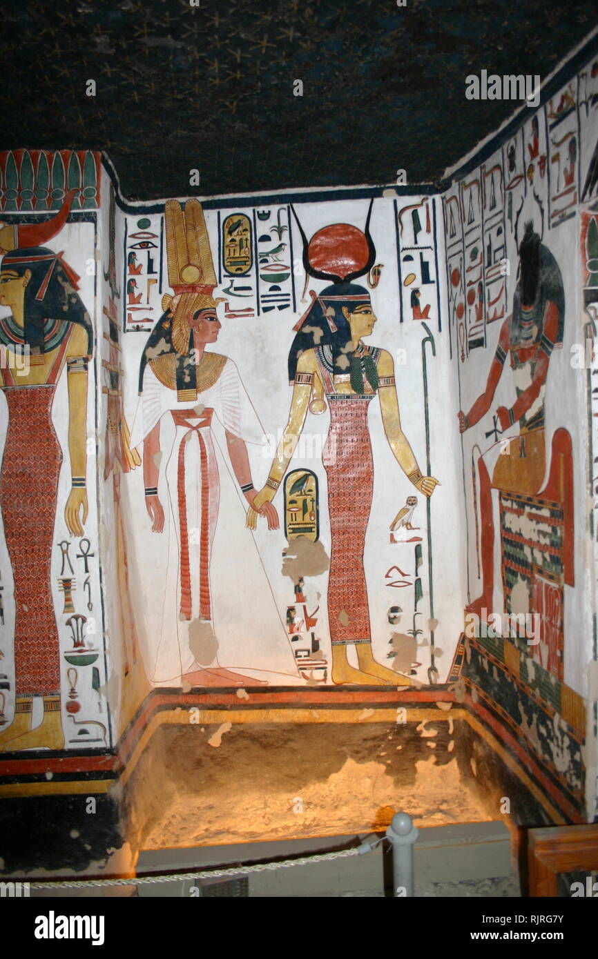Wall Painting depicting, the Goddess Isis with Nefertari, Great Wife of ...