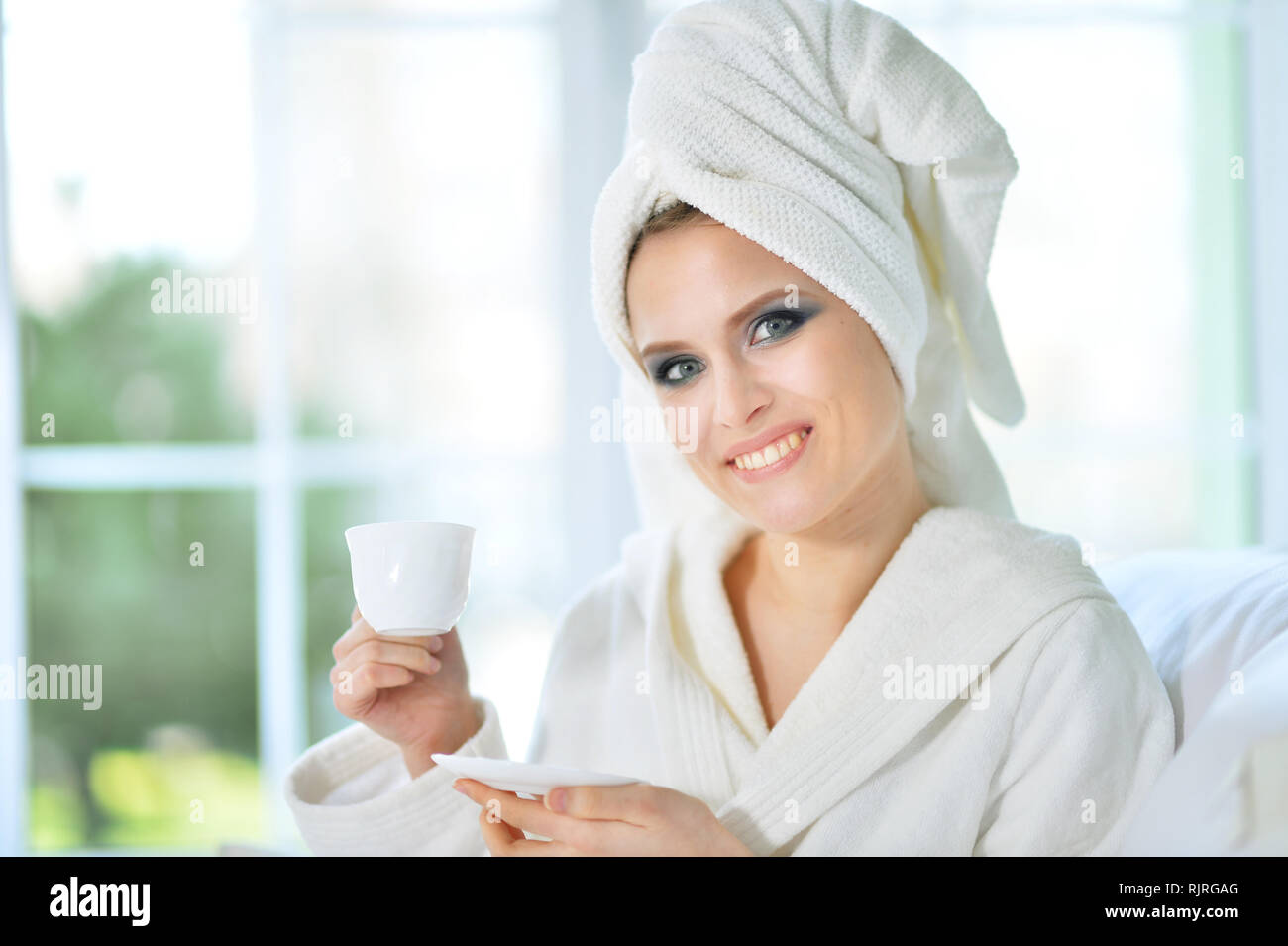Beautiful woman after shower hi-res stock photography and images - Alamy