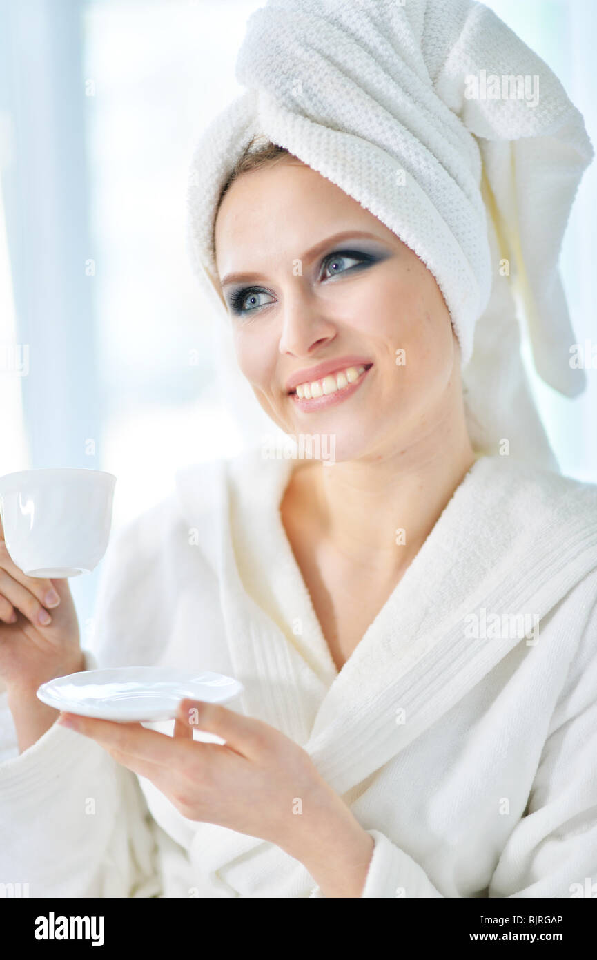Beautiful woman after shower hi-res stock photography and images - Alamy