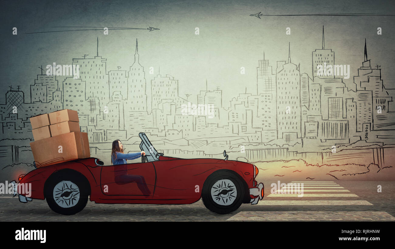 Woman new car cartoon hi-res stock photography and images - Alamy