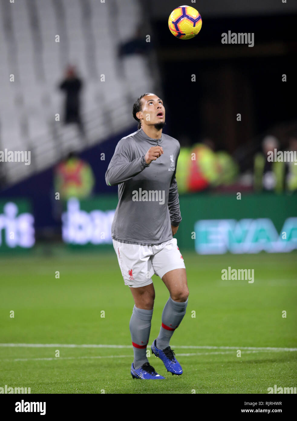 Liverpool's Virgil van Dijk during the pre-match training prior to the ...