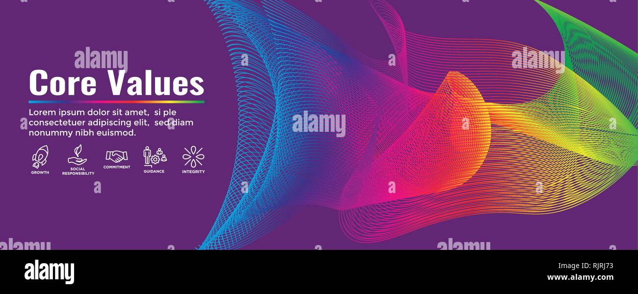Core Values Web Header Banner image w Integrity, Mission, etc Icon Set ...