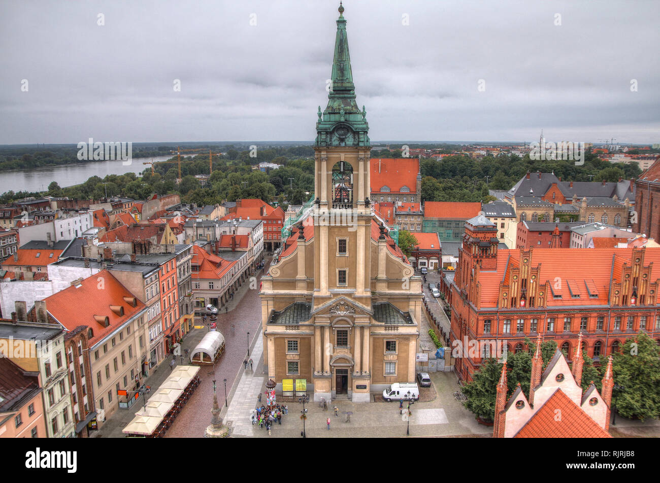 Poland - Torun. Old town skyline - aerial view from town hall tower ...