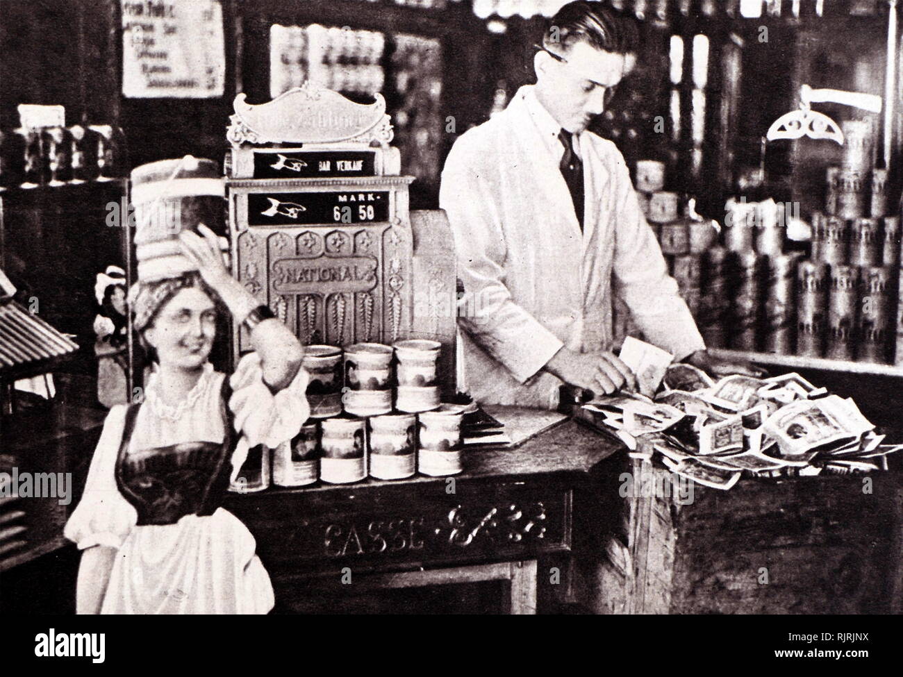 Box full of banknotes during hyperinflation era in Weimar Germany 1923 ...