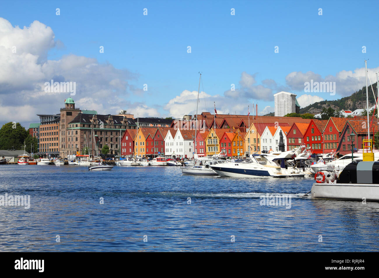 Bergen - famous town in Hordaland county, Norway. Bryggen quarter ...