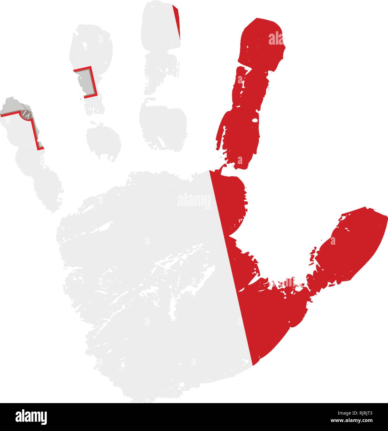 Malta flag and hand on white background. Vector illustration Stock ...