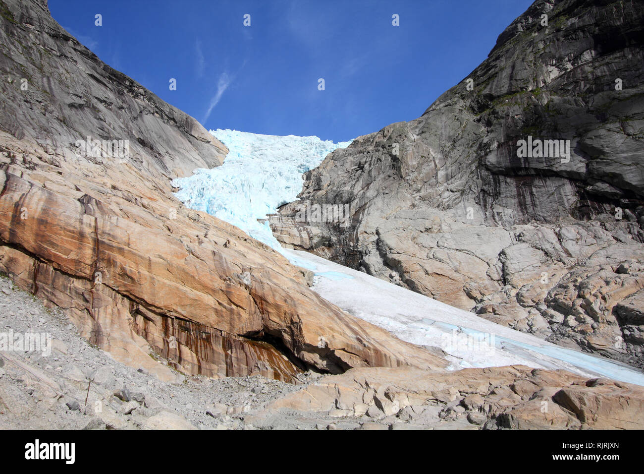 Norway, Jostedalsbreen National Park. Famous Briksdalsbreen glacier in ...