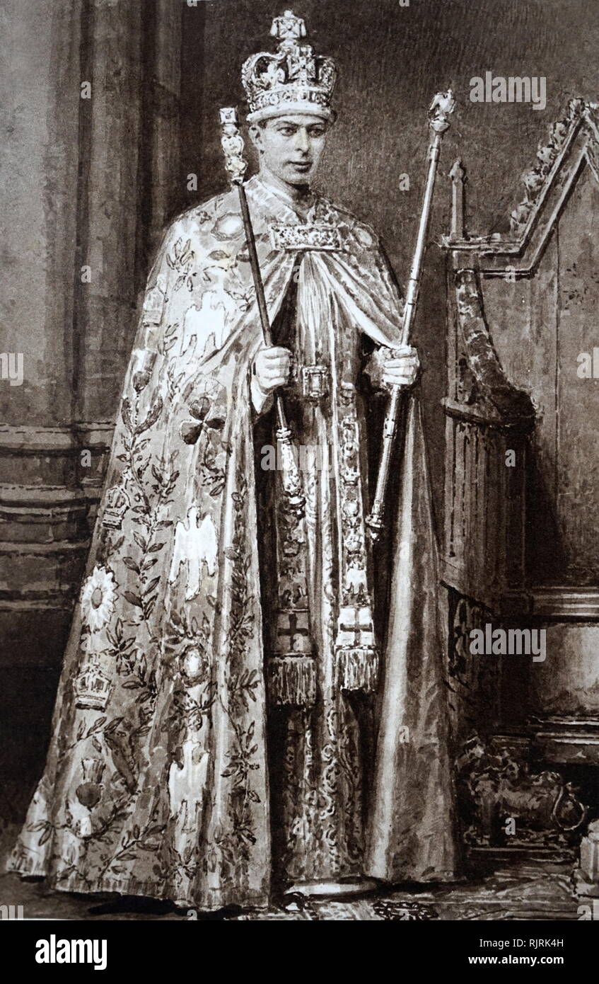 Illustration showing the coronation robes worn by George VI (1895 ...