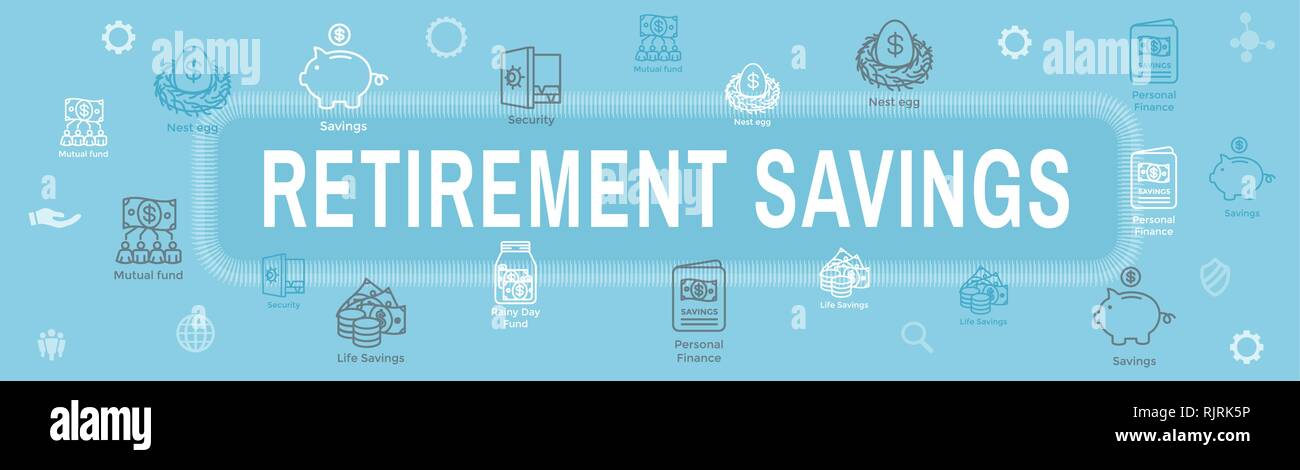 Retirement Account & Savings Icon Set Web Header Banner - Mutual Fund ...