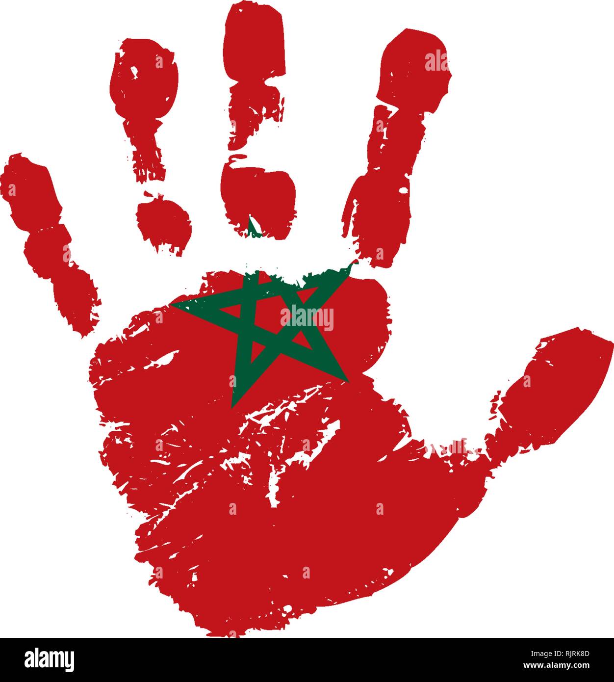 Morocco flag and hand on white background. Vector illustration Stock ...
