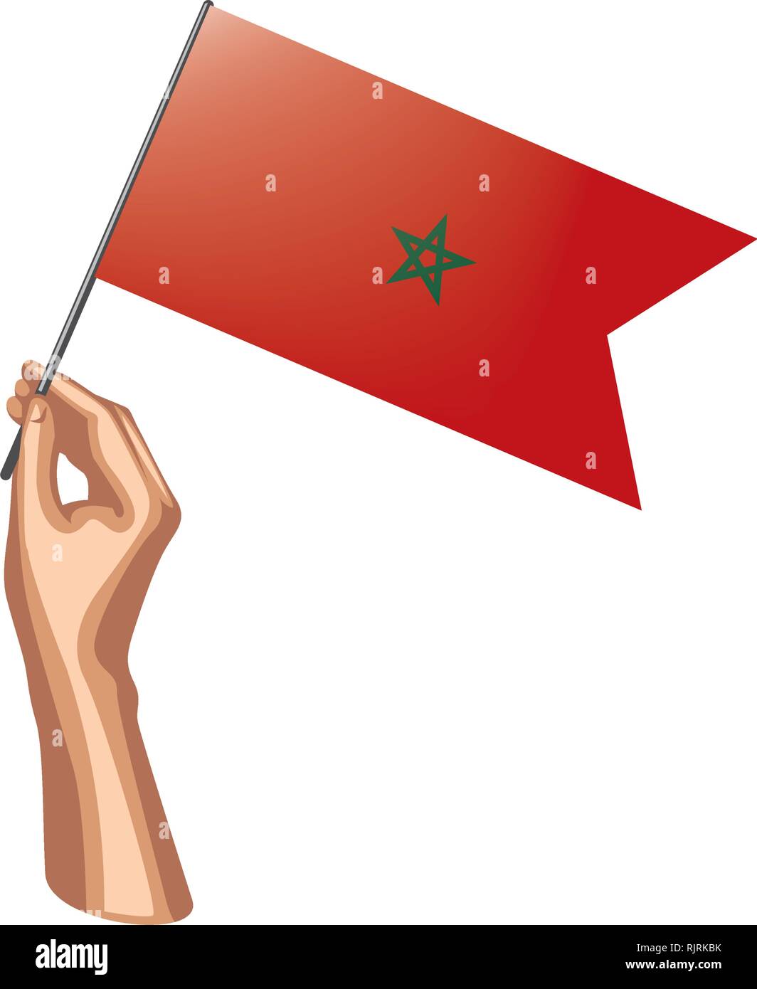 Morocco flag and hand on white background. Vector illustration Stock ...