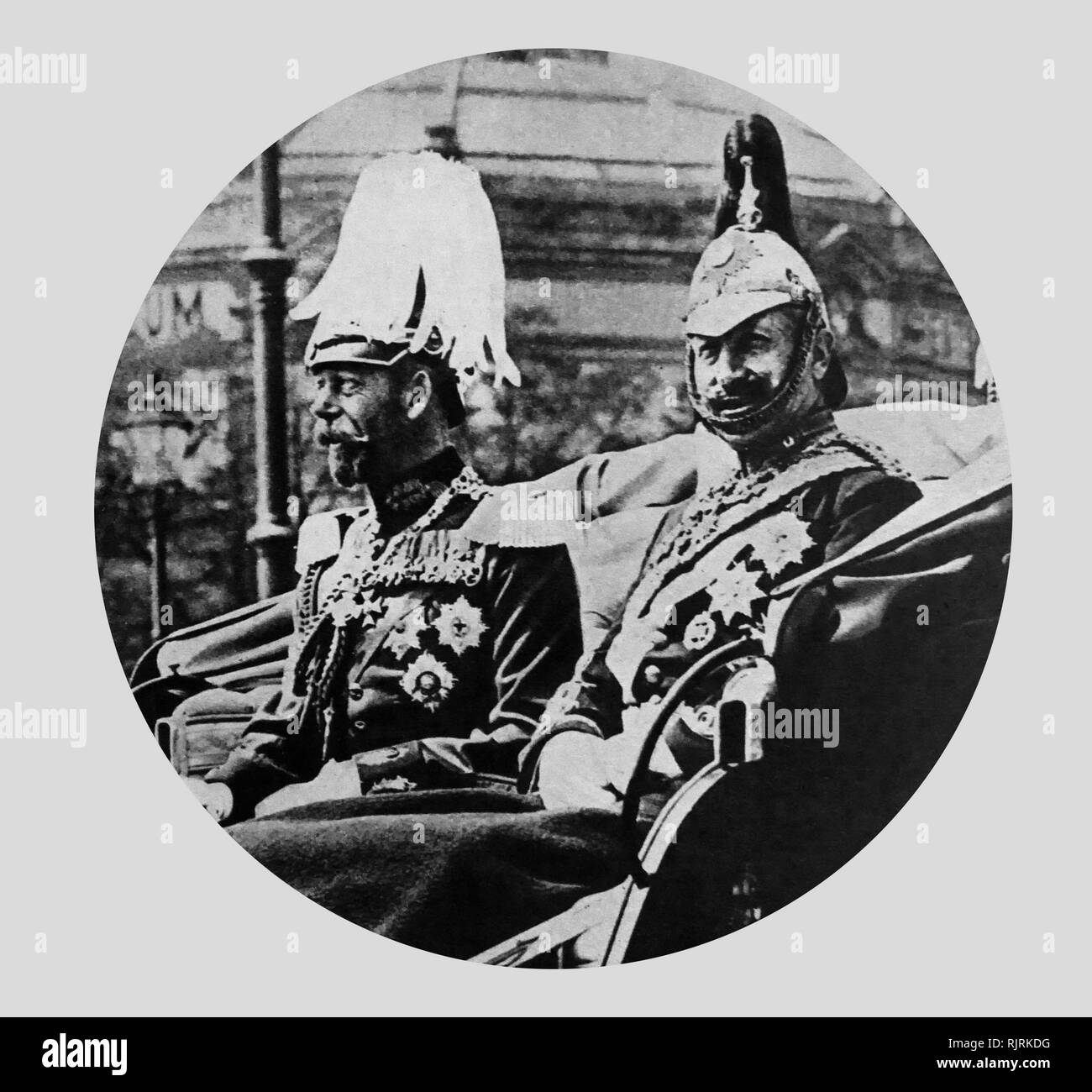 State visit of British King George V to Germany 1913. Seen here riding ...