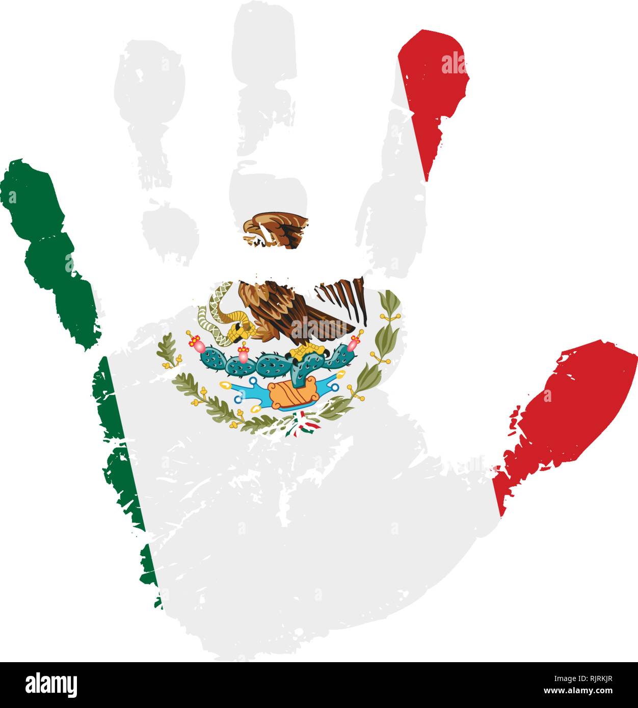 Mexican flag and hand on white background. Vector illustration Stock ...