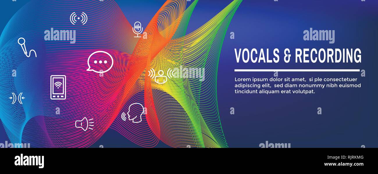 Vocal / Recording Command Icon with Sound Wave Images Web header banner ...