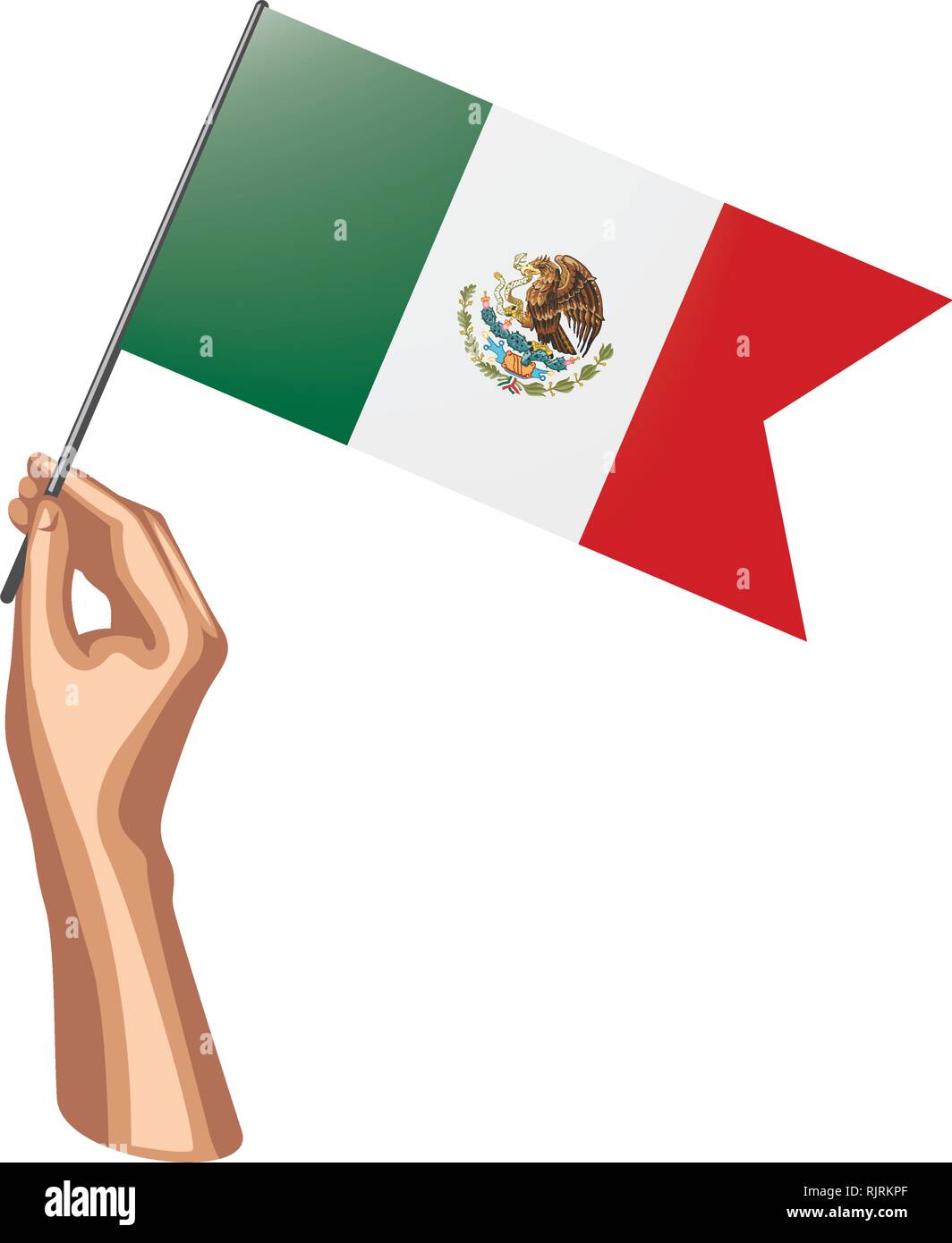 Mexican flag and hand on white background. Vector illustration Stock ...