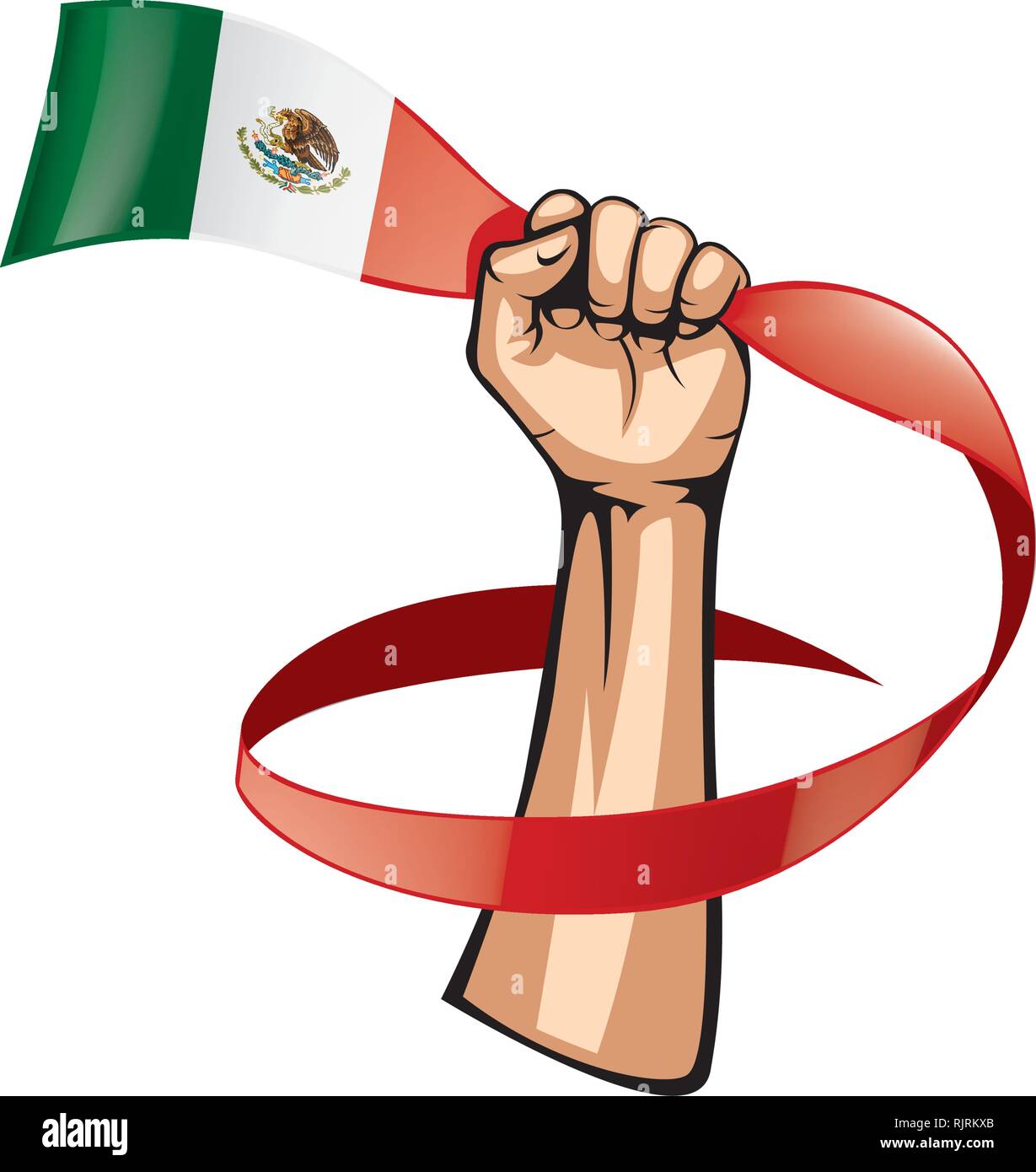 Mexican flag and hand on white background. Vector illustration Stock ...