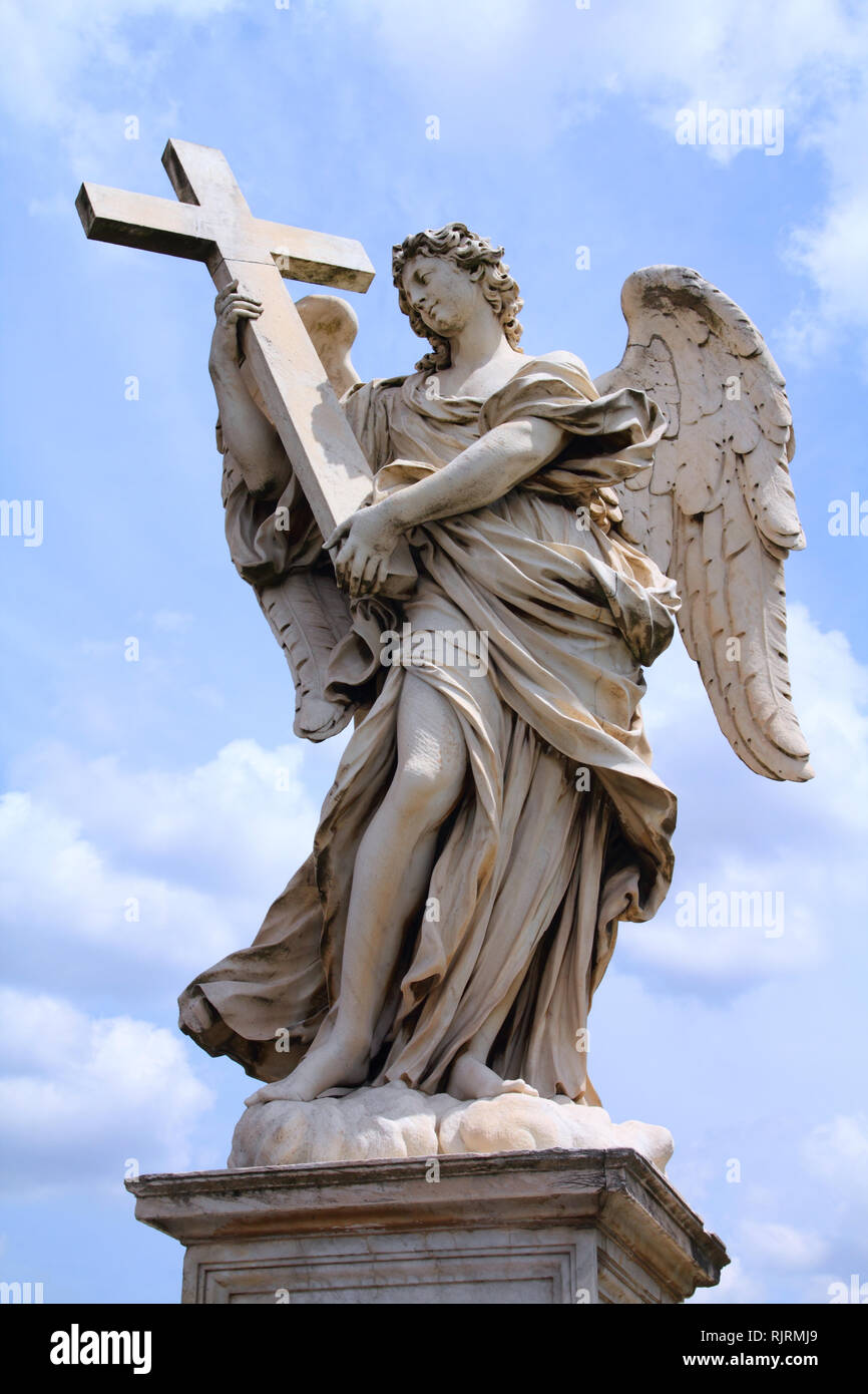 Rome, Italy. One of the angels at famous Ponte Sant' Angelo bridge ...