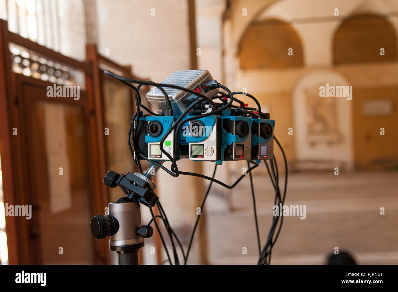 moder 360 degrees digital cameras on tripod in outdoors, used to ...