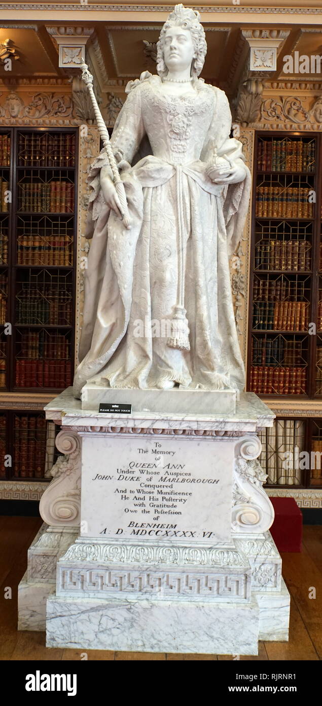 Marble statue of Queen Anne by Johannes Michel Rysbrack in the library ...