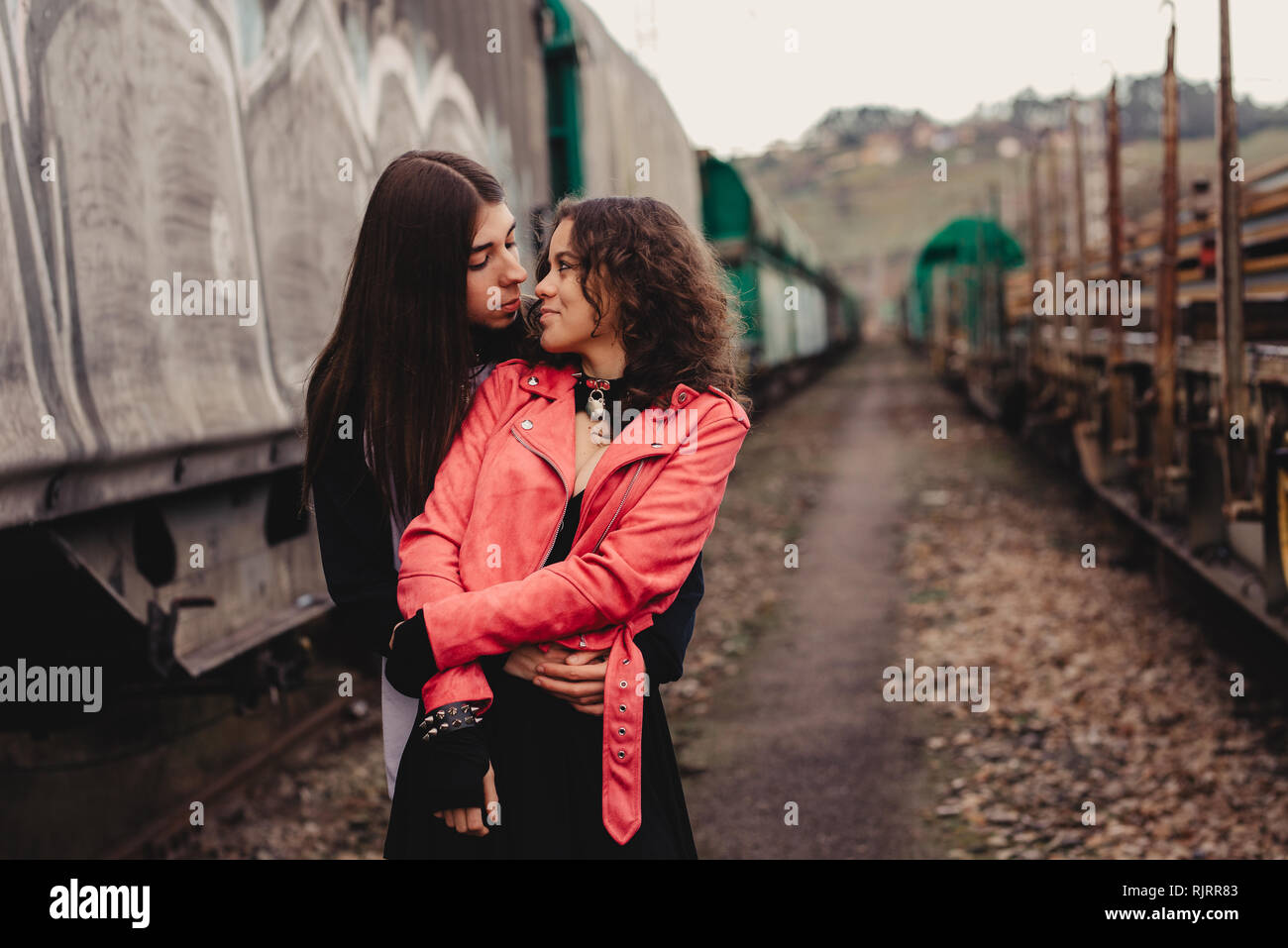 Couple flirt train hi-res stock photography and images - Alamy