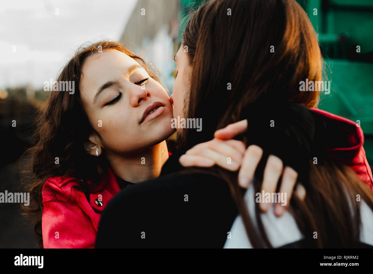 Romantic Young Couple Hugging Kissing High Resolution Stock Photography ...