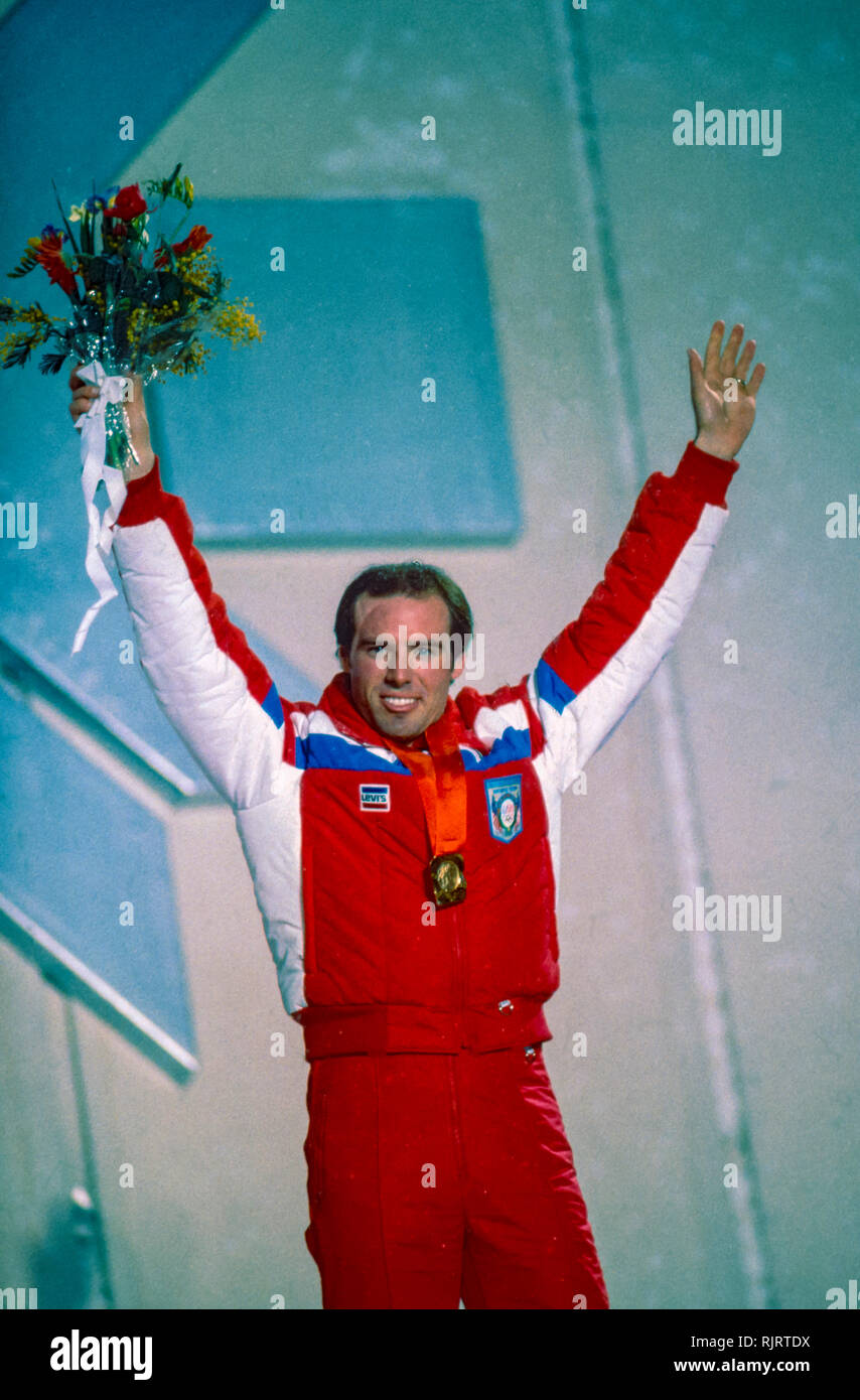 Phil Mahre (USA) Gold medal winner of the Men's Slalom at the 1984 ...