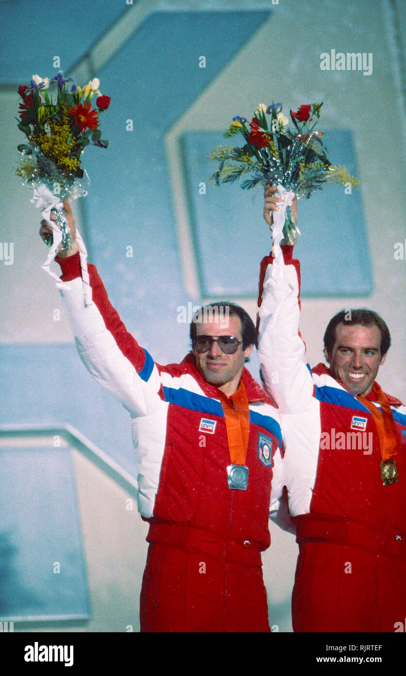 Phil Mahre (USA) Gold -C-, Steve Mahre (USA) Silver, winners of the Men ...