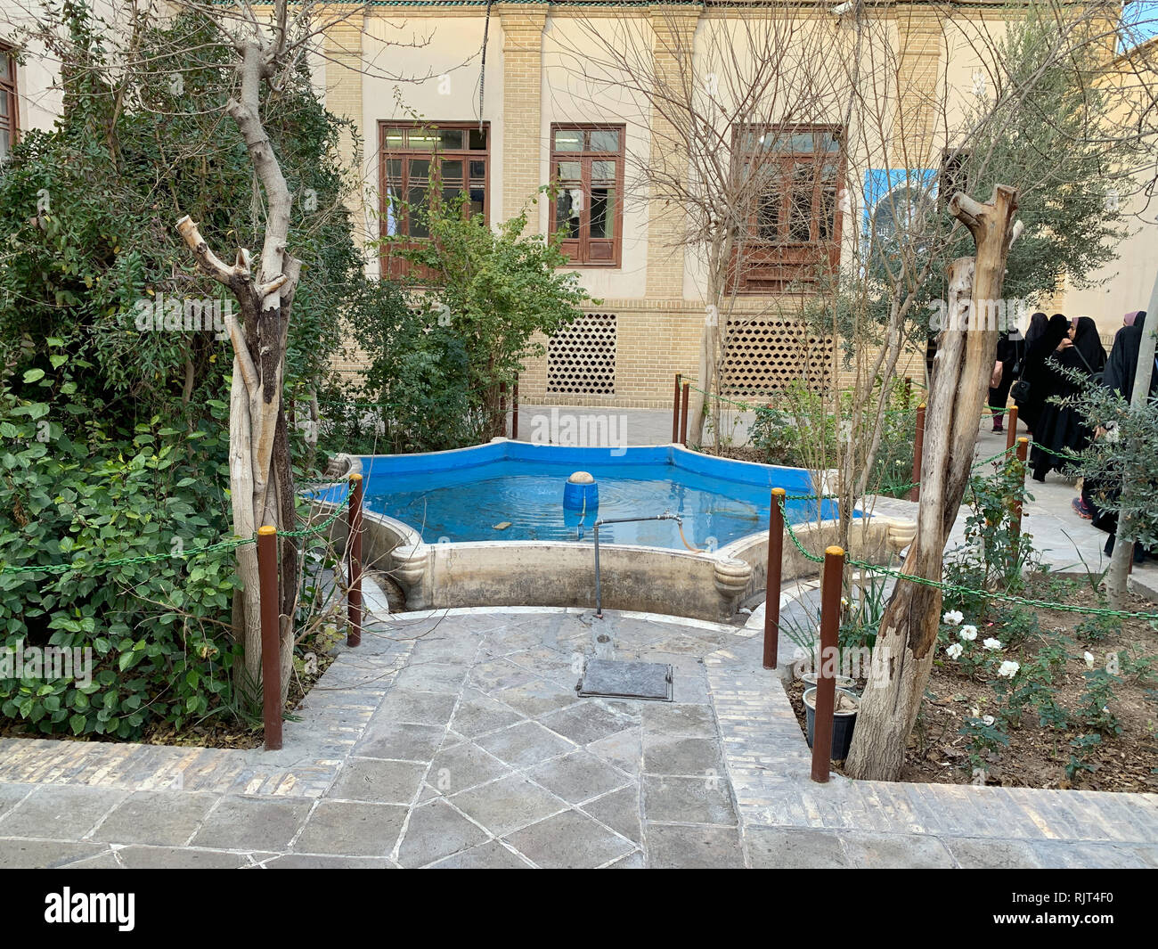 Ghom, Iran. 01st Jan, 2019. A fountain stands in the courtyard of the ...