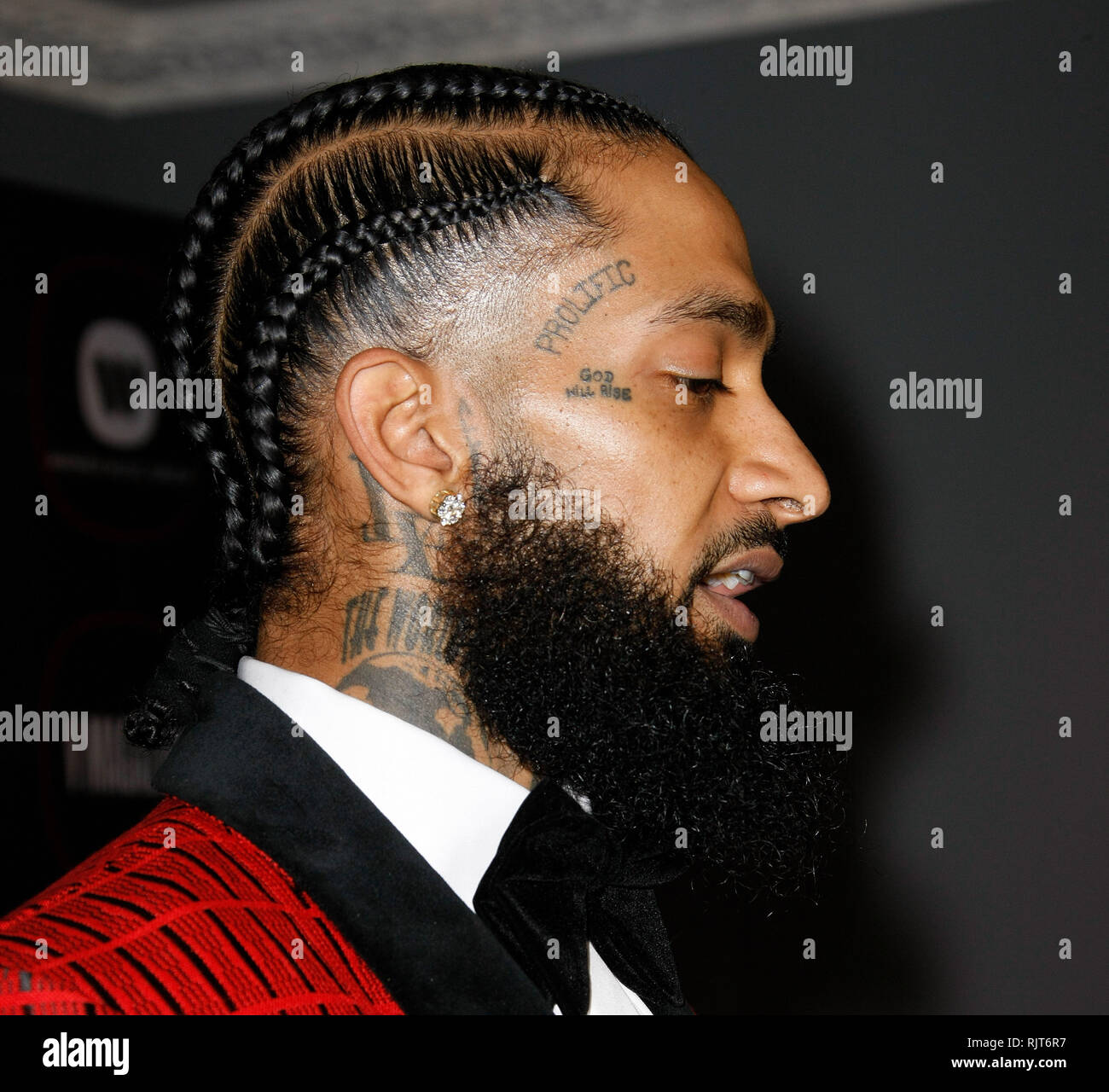 LOS ANGELES, CA - FEBRUARY 07: Nipsey Hussle attends the Warner Music ...
